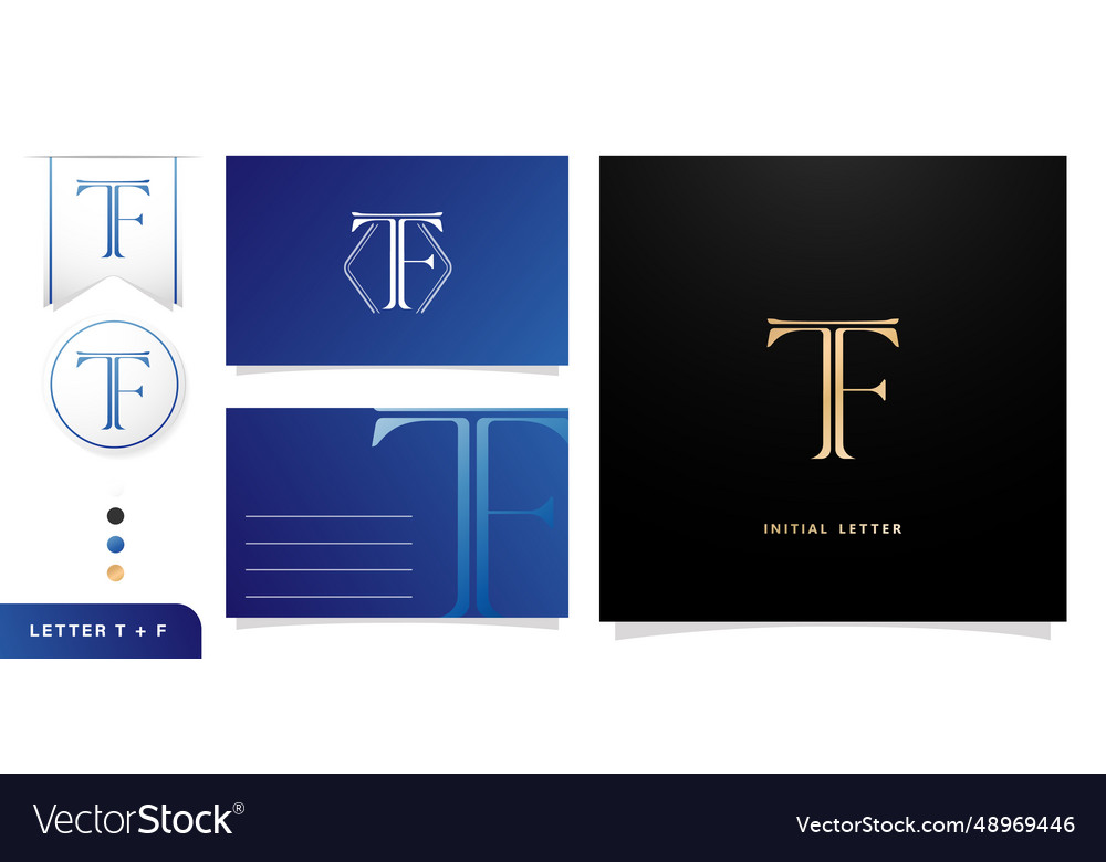 Tf initial letters monogram logo type bundle Vector Image