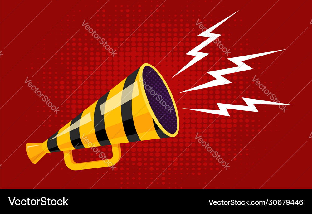 Vintage yellow megaphone with black lines Vector Image