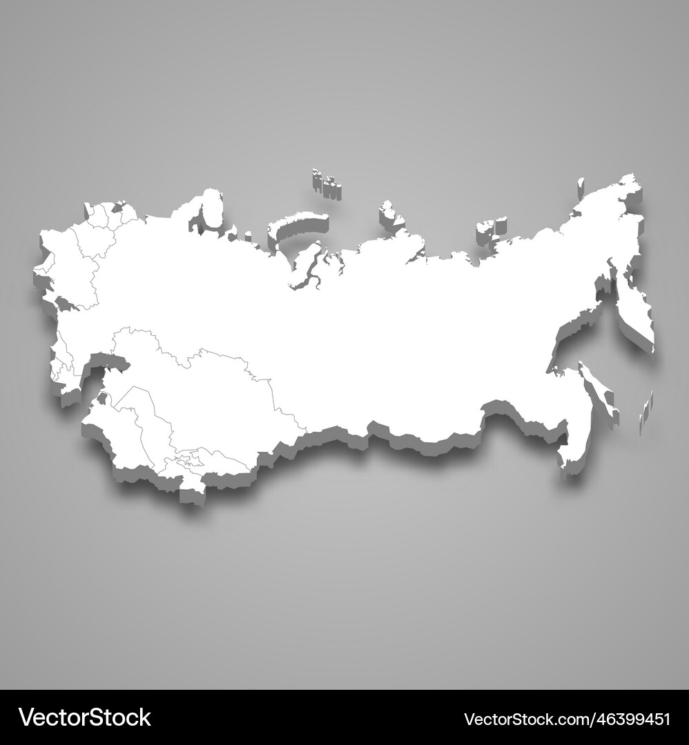 3d isometric map of soviet union isolated with Vector Image