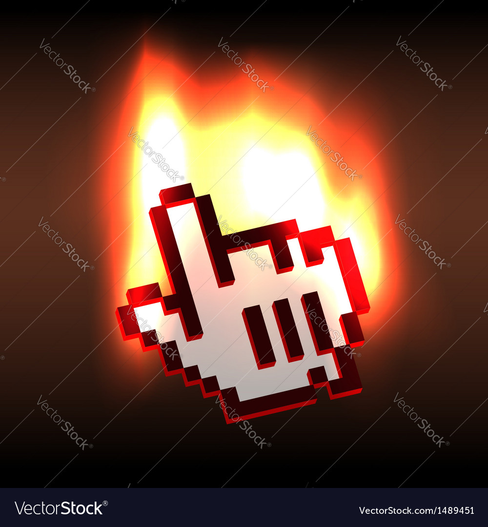 Blazing hand computer cursor Royalty Free Vector Image