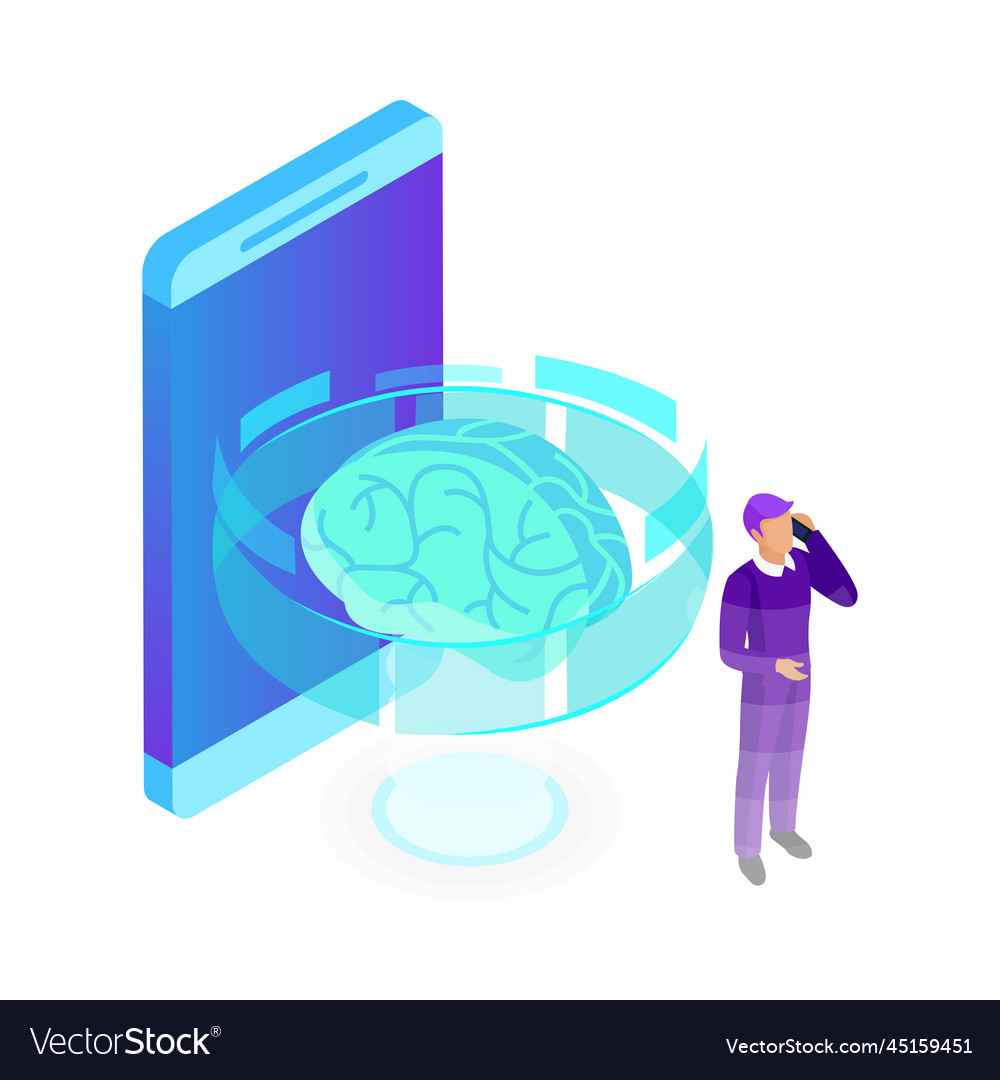 Brain smartphone sync composition Royalty Free Vector Image