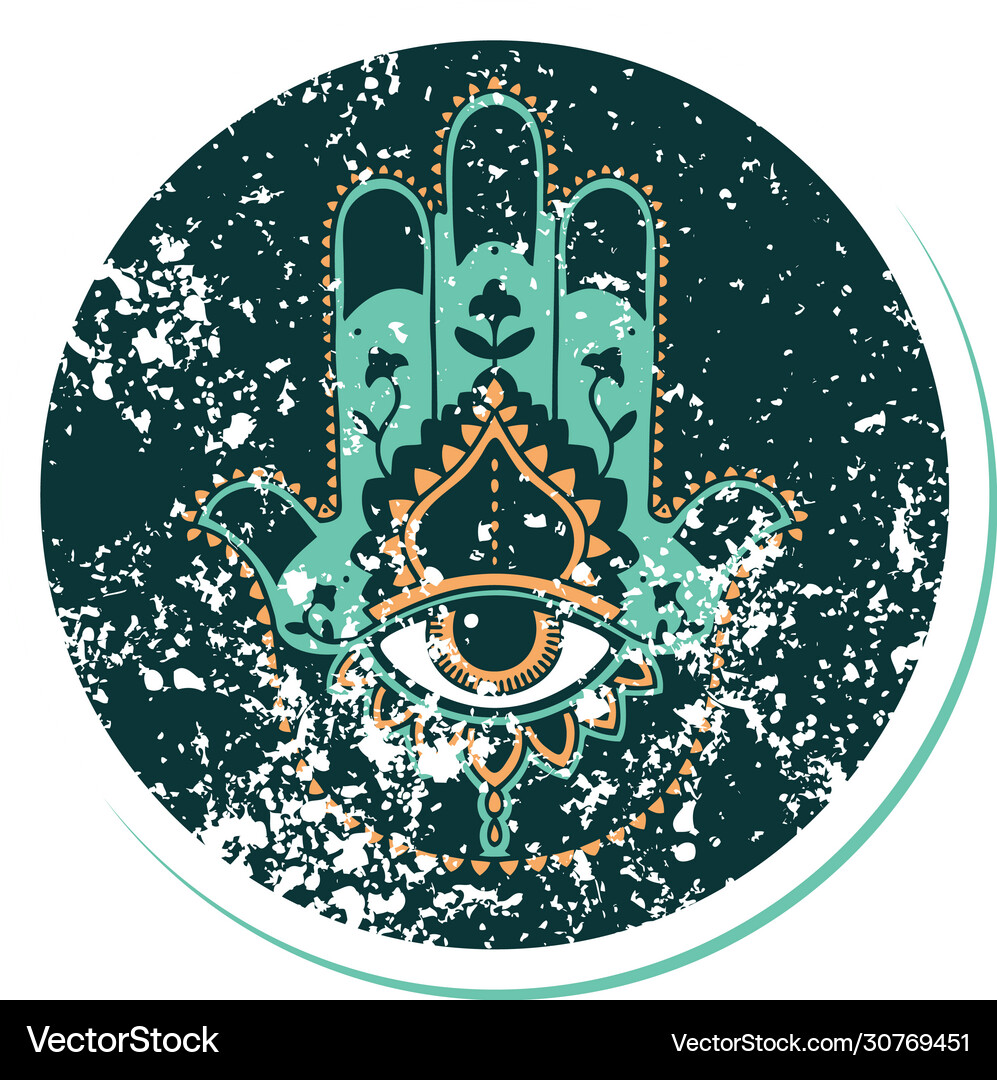 Distressed sticker tattoo style icon a hamza Vector Image