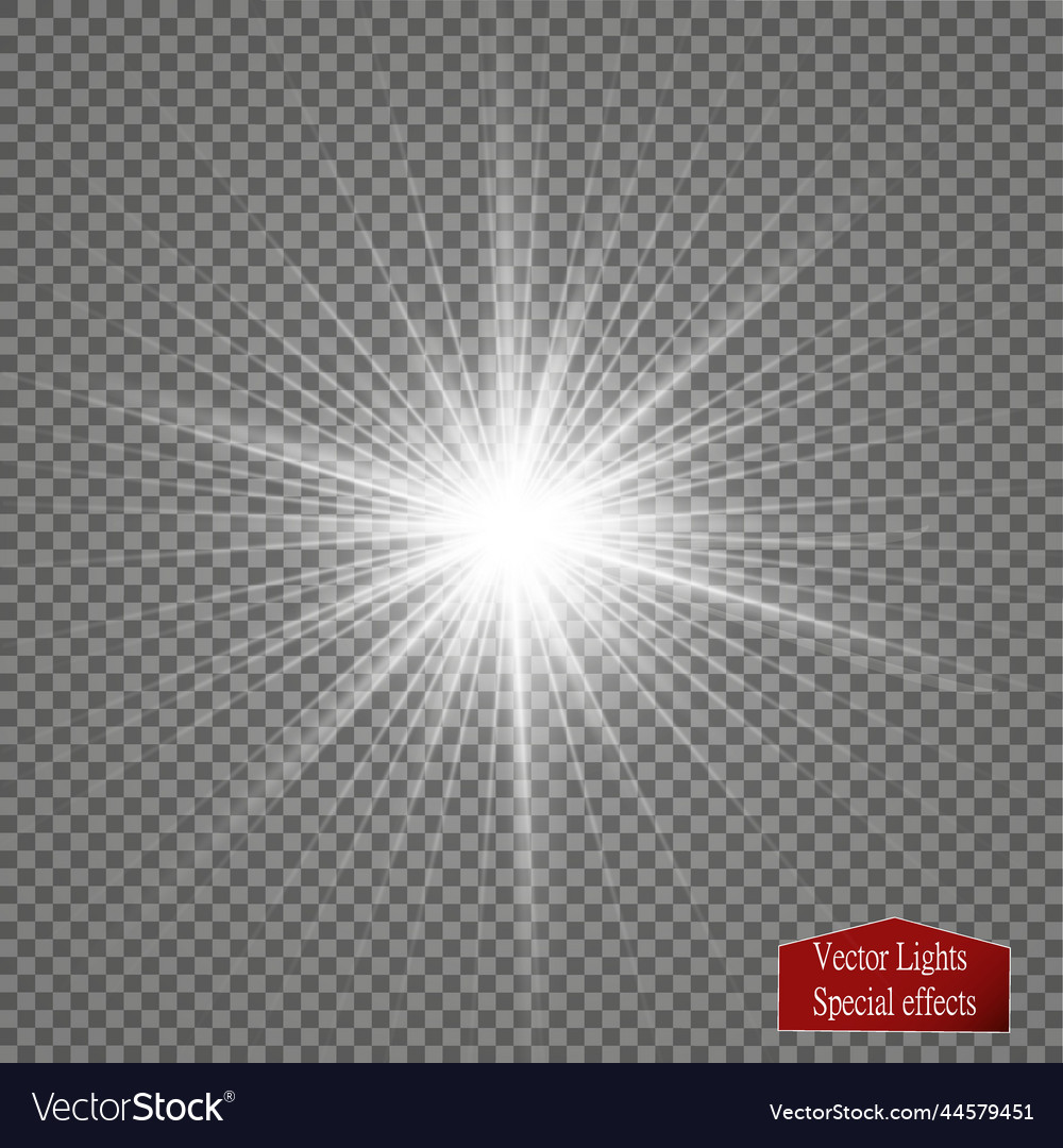 Glow light effect star burst with sparkles Vector Image