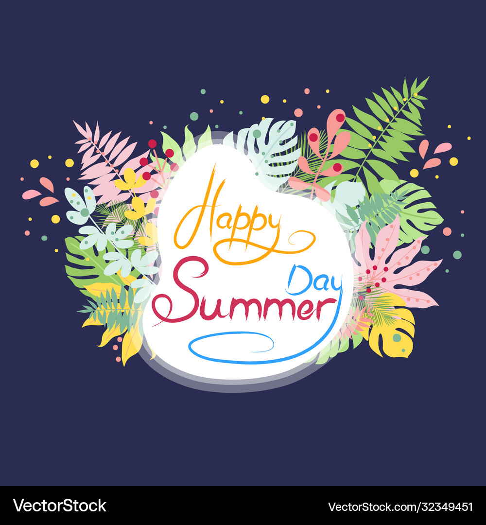 Happy summer day phrase written with stylish Vector Image