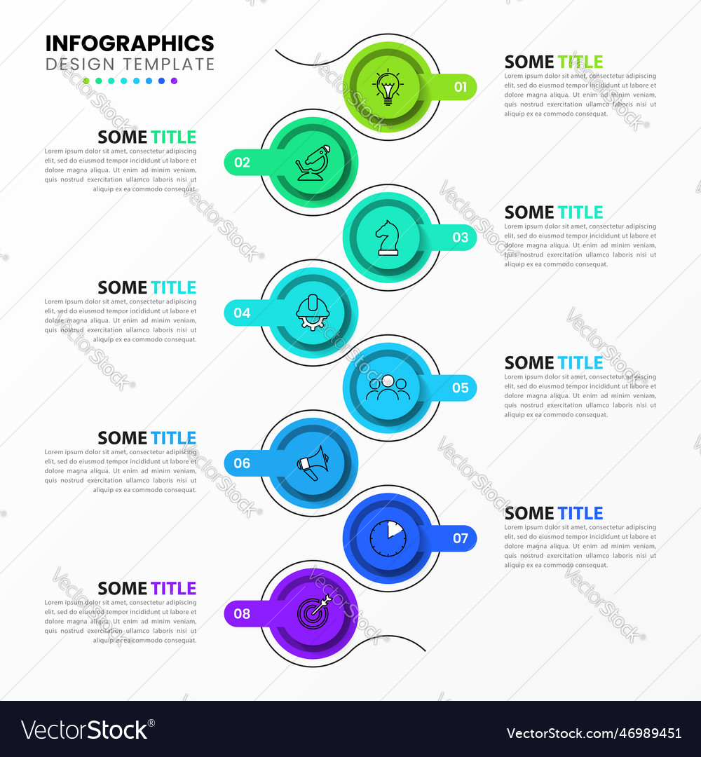 Infographic template vertical timeline with 8 Vector Image