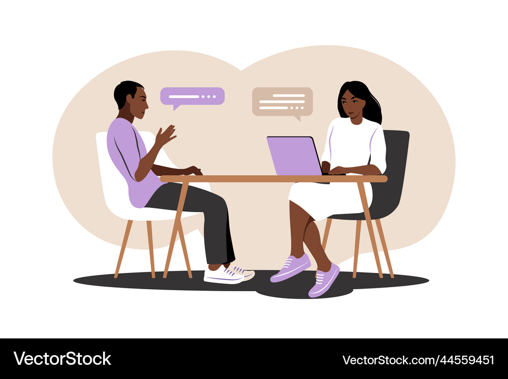 Job interview conversation african hr manager Vector Image