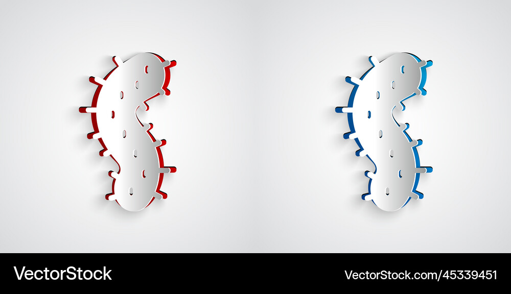 Paper cut virus icon isolated on grey background Vector Image