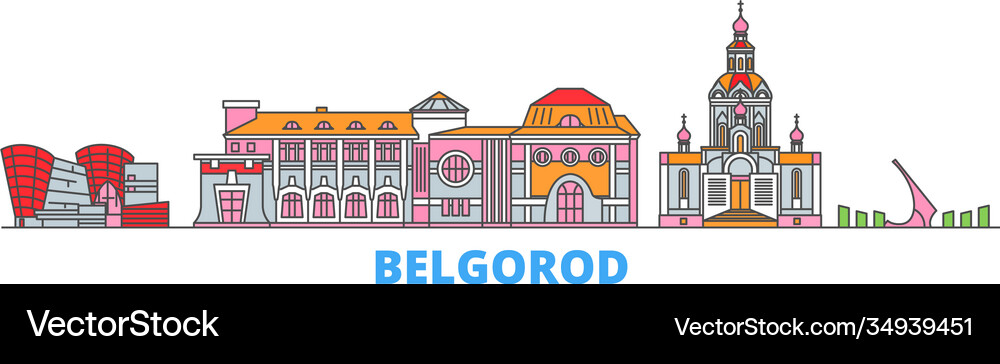 Russia belgorod line cityscape flat Royalty Free Vector