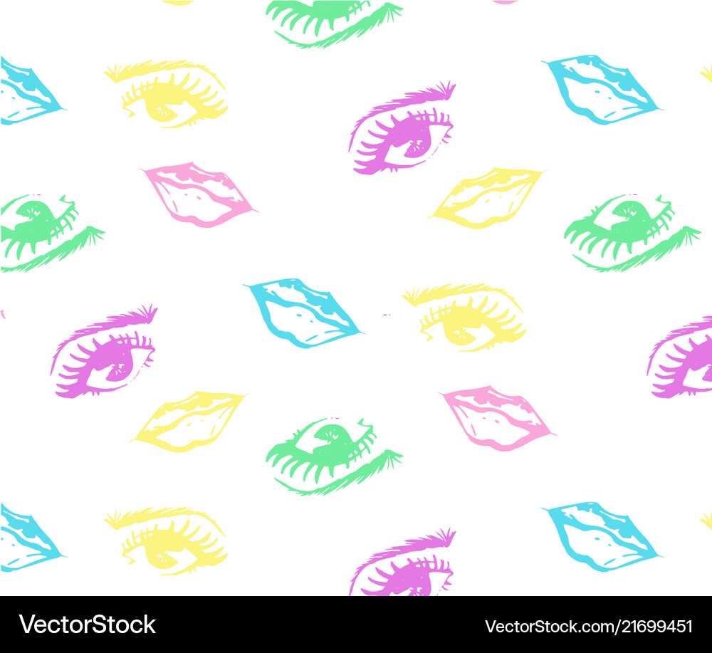 Seamless pattern hand-drawn woman s eyes Vector Image