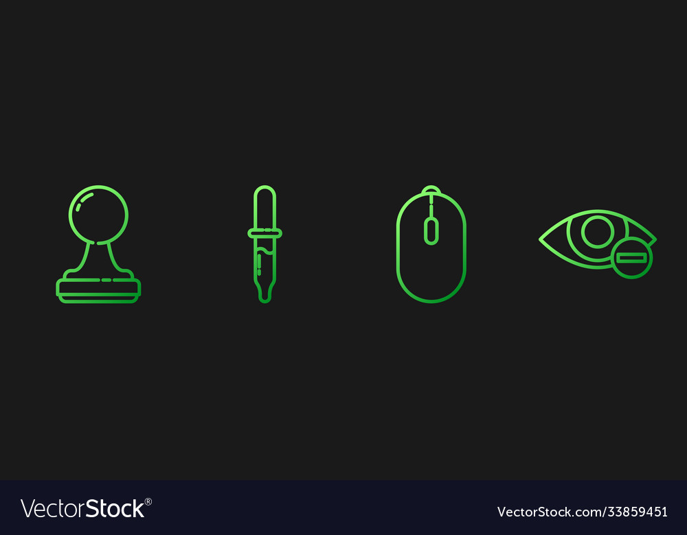 Set line computer mouse stamp pipette and red Vector Image