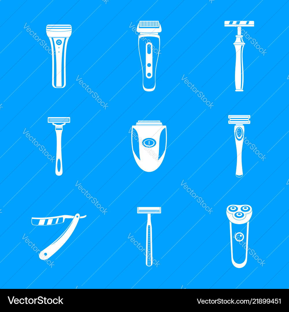 Shaver blade razor personal icons set simple Vector Image
