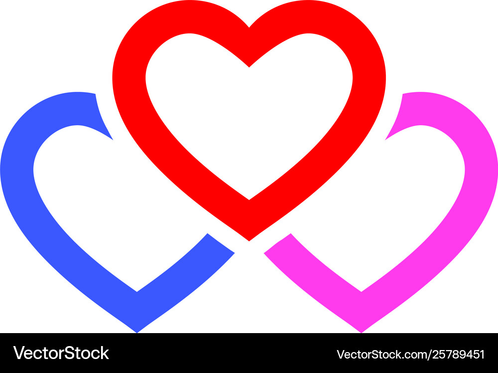 Triple love hearts flat icon Royalty Free Vector Image