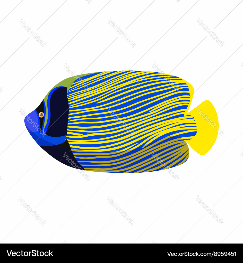 Tropical angelfish icon cartoon style Royalty Free Vector