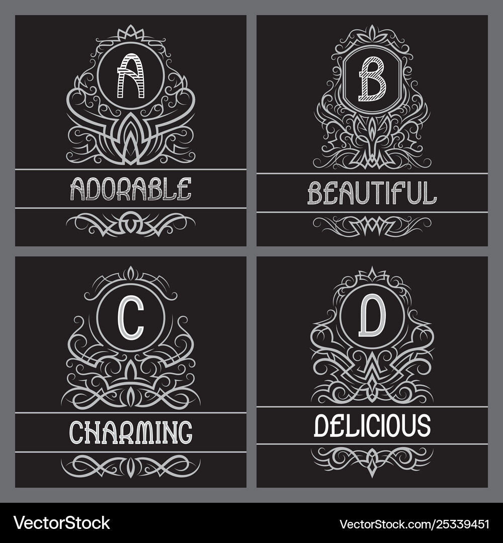 Vintage monograms set for label design a b c d Vector Image