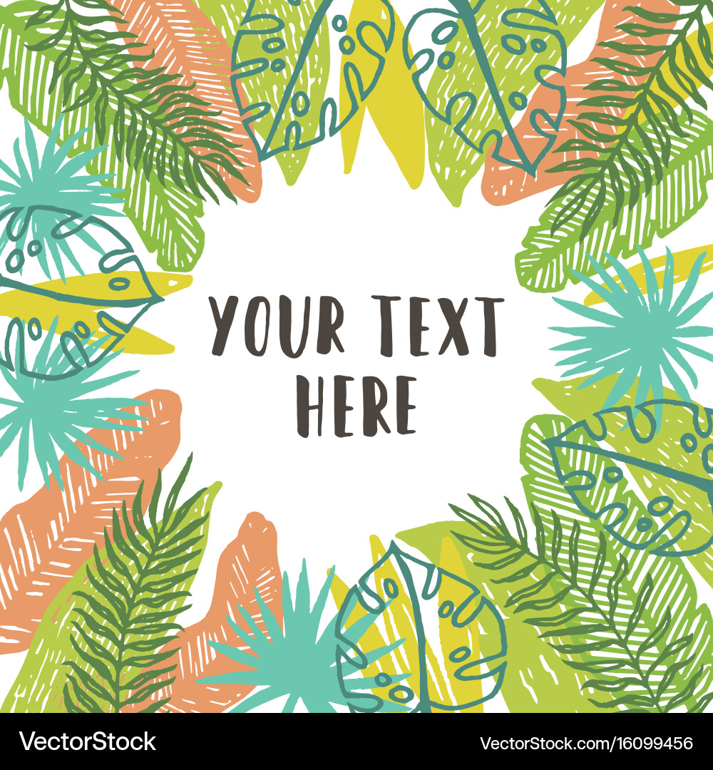 Beautiful tropical palms leaves decorative frame Vector Image