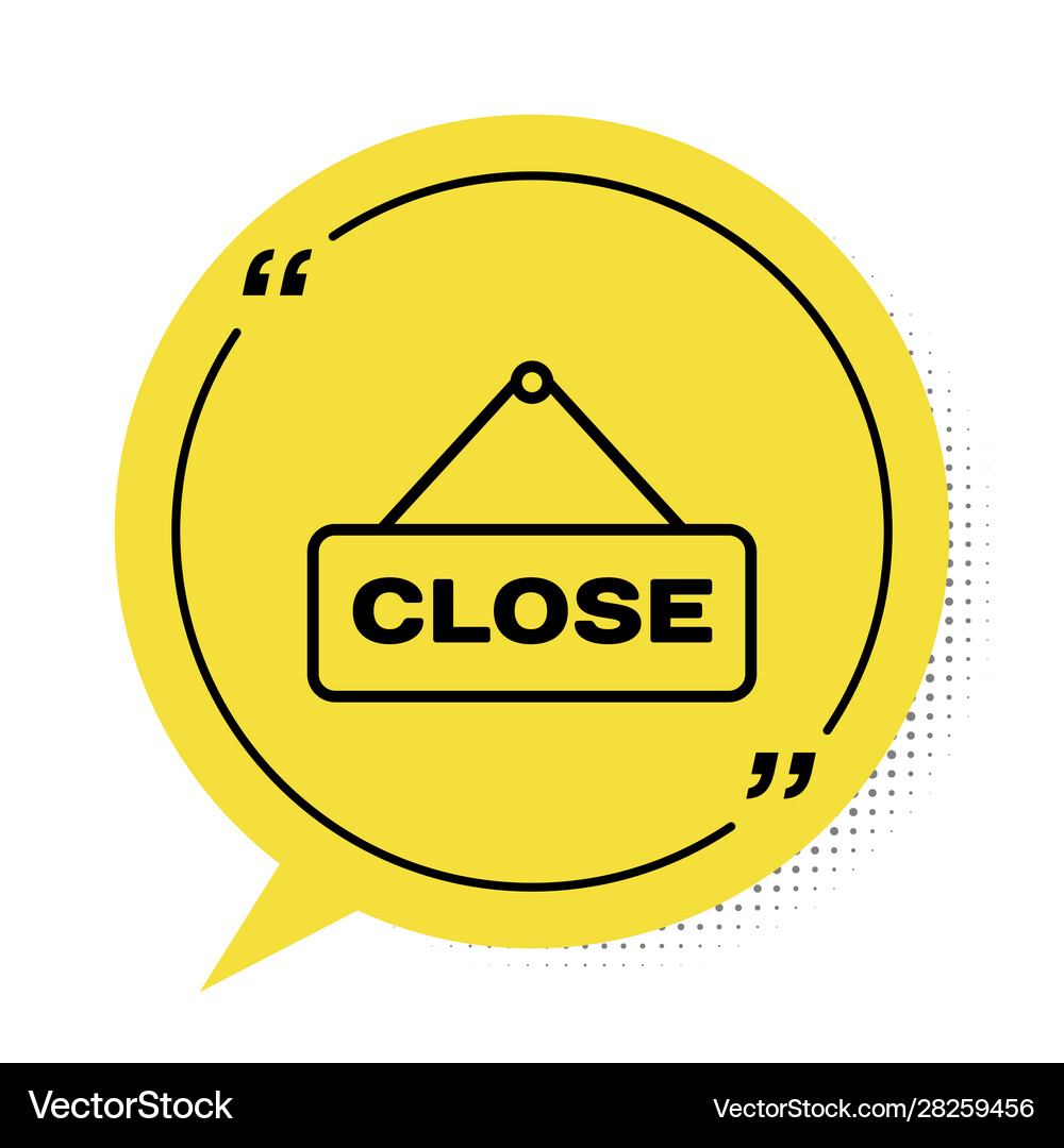 Black hanging sign with text close icon isolated Vector Image