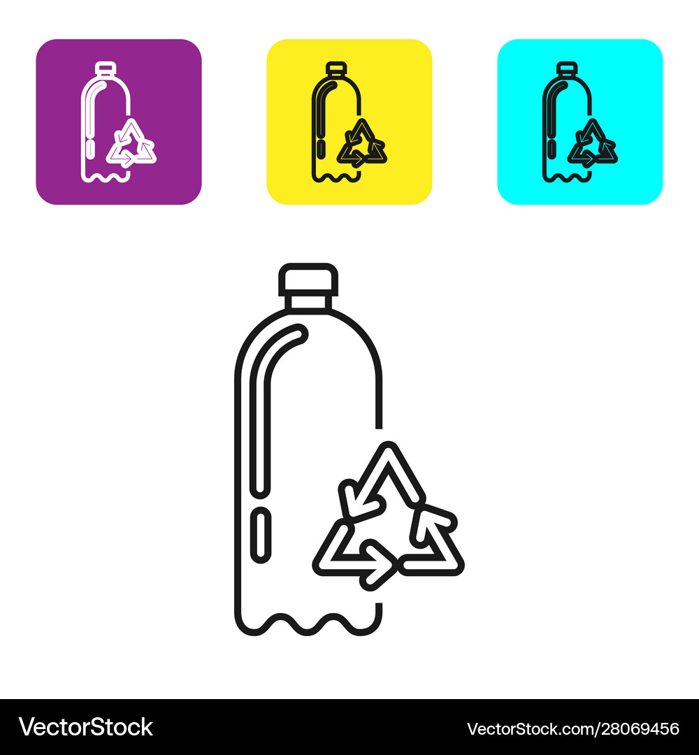 Black line recycling plastic bottle icon isolated Vector Image