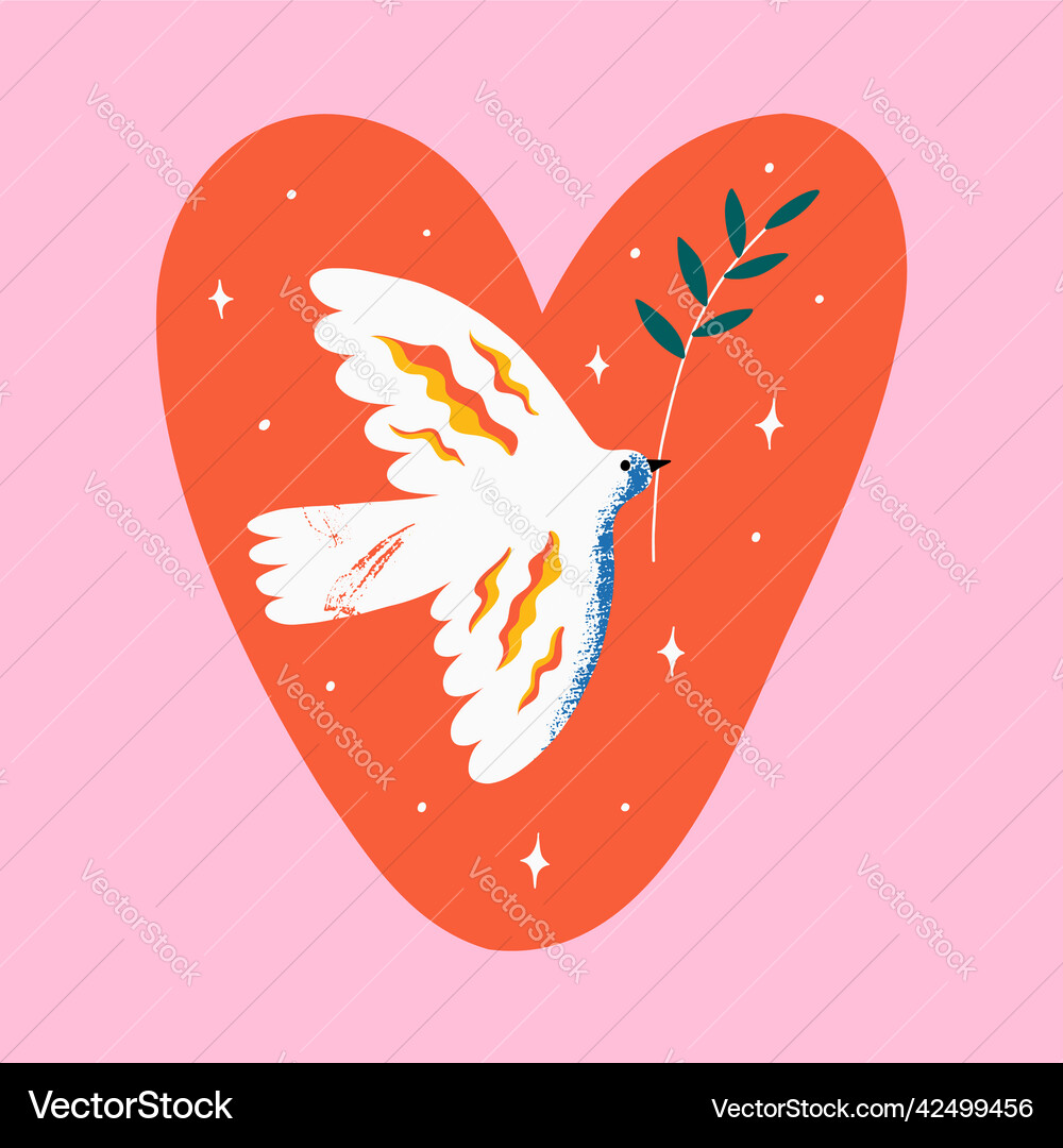 Concept for world peace day postcard with dove Vector Image