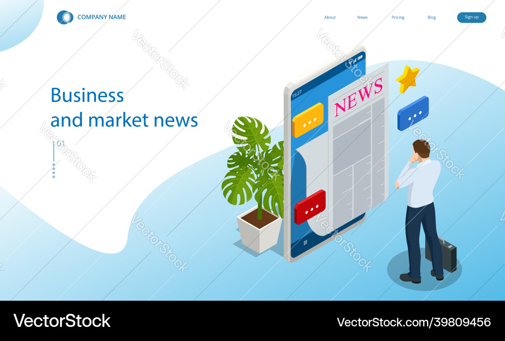 Isometric business news concept Royalty Free Vector Image