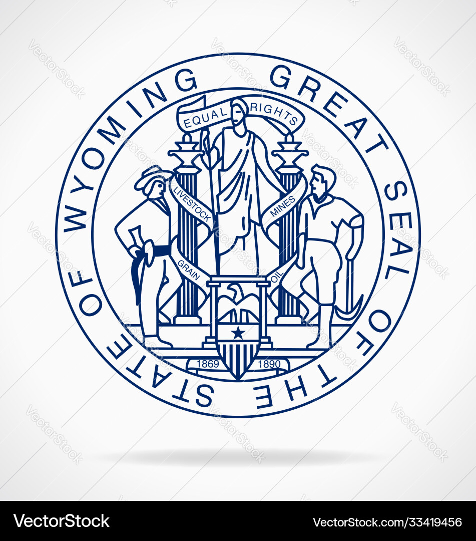 Seal wyoming wy state simple Royalty Free Vector Image