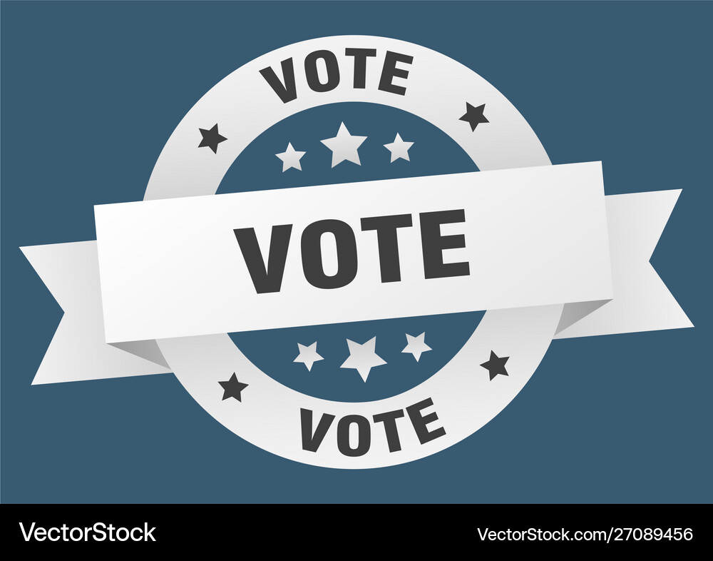 Vote ribbon round white sign Royalty Free Vector Image
