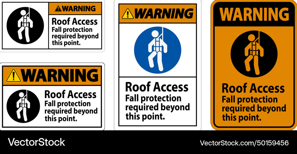 Warning sign roof access - fall protection Vector Image