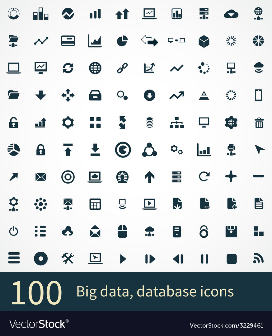100 big data database icons Royalty Free Vector Image