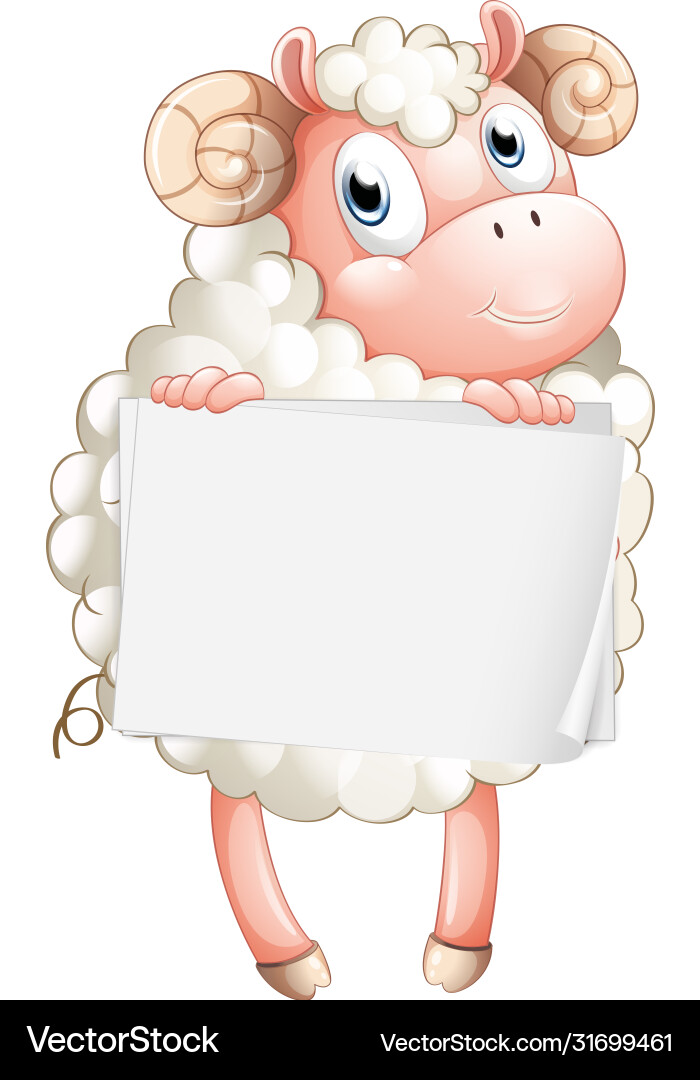 Blank sign template with white sheep on white Vector Image