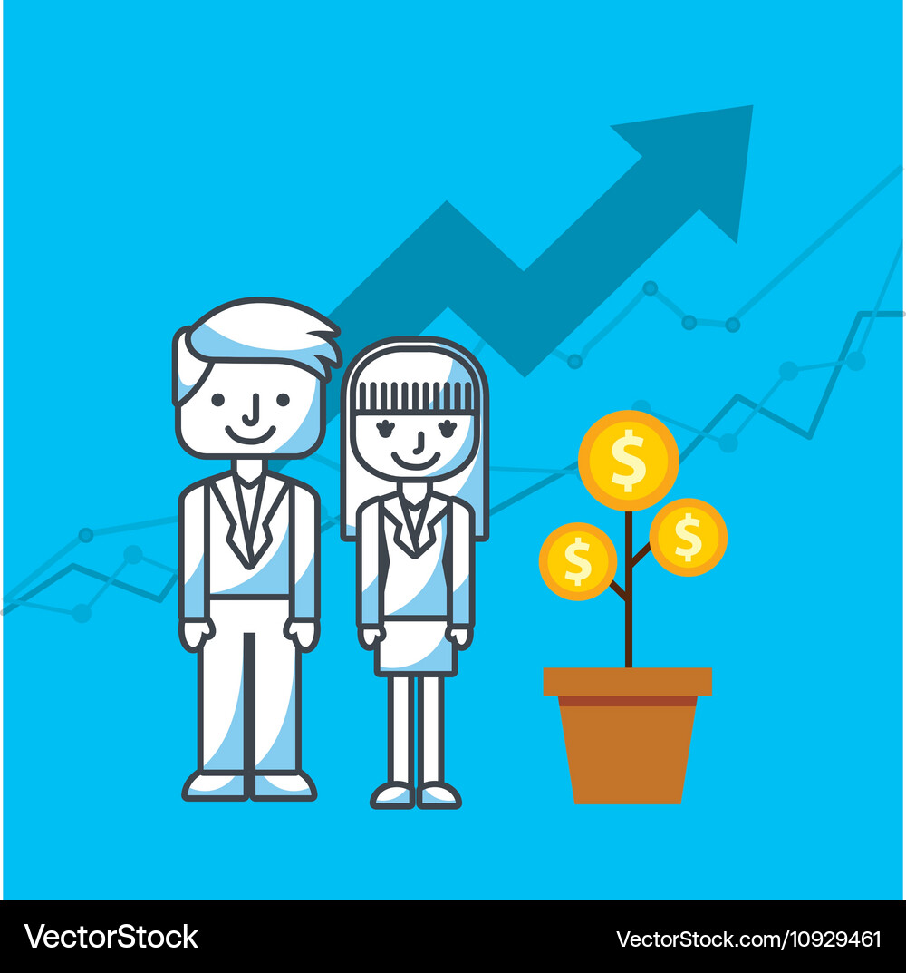 Business growth funds flat icons Royalty Free Vector Image