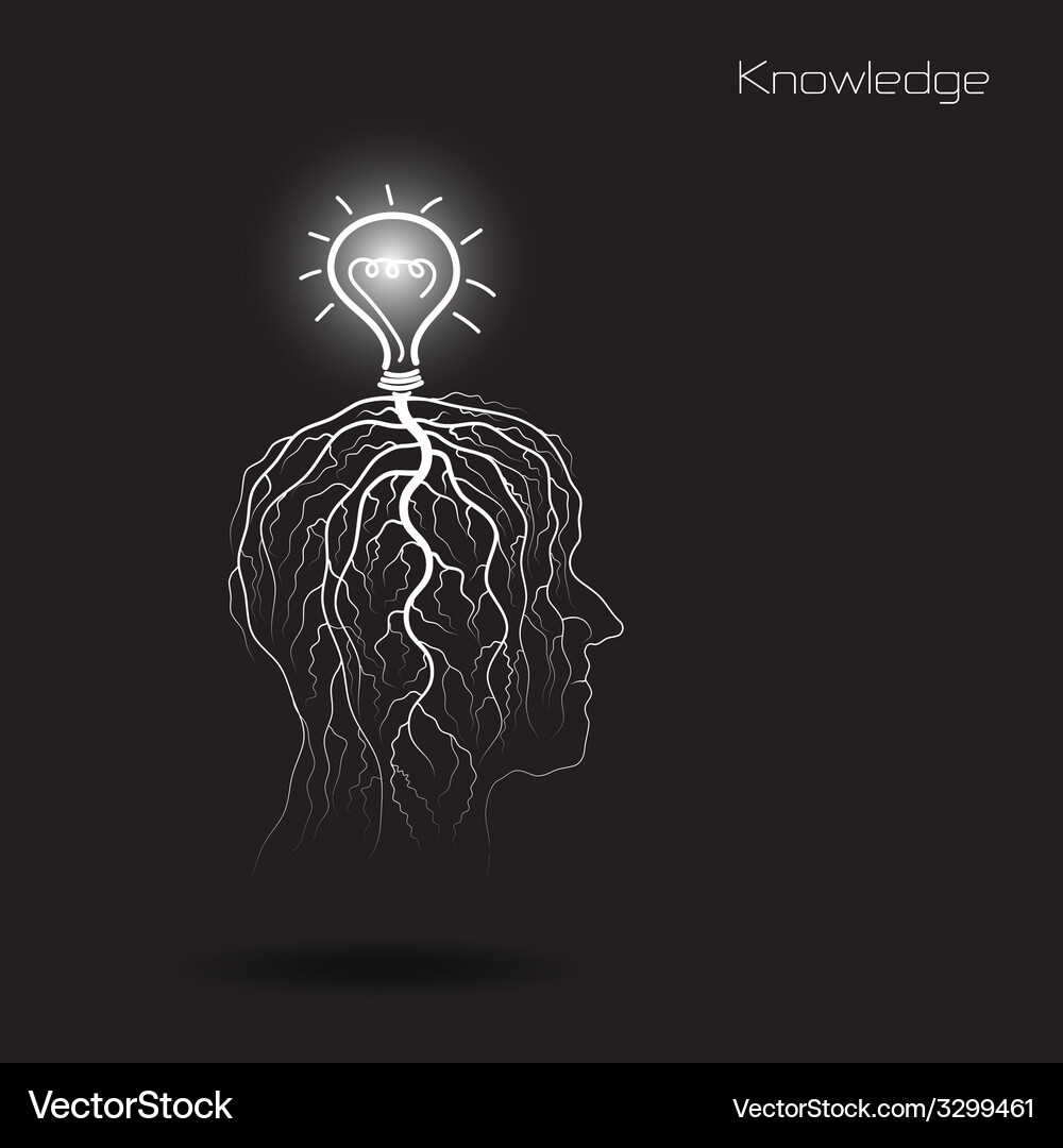 Creative light bulb shoot grow on human head Vector Image