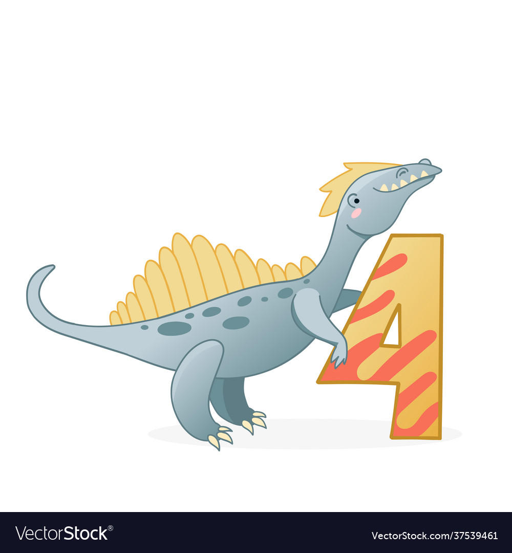Cute dinosaur cartoon numbers Royalty Free Vector Image