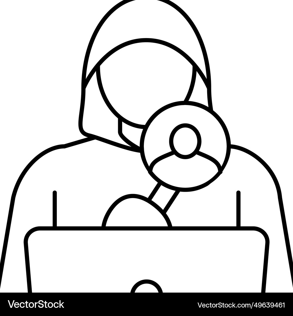 Cyberstalking cyberbullying line icon Royalty Free Vector