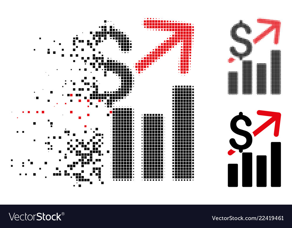 Destructed dot halftone sales growth icon Vector Image Destructed dot halftone sales growth icon Vector Image