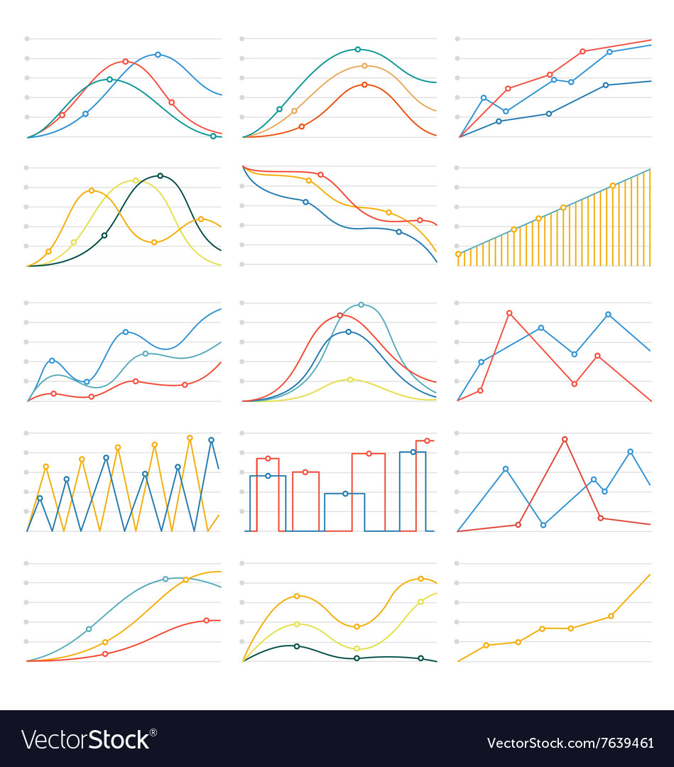 Flat linear graph chart Royalty Free Vector Image