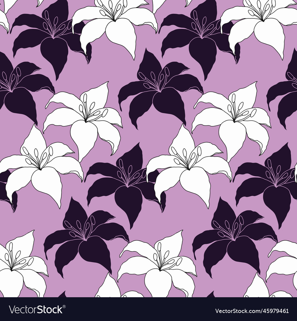 Floral Seamless Pattern With Hand Drawn Flowers Vector Image 