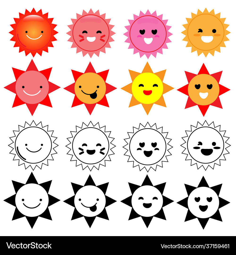 Happy cartoon sun on white background Royalty Free Vector