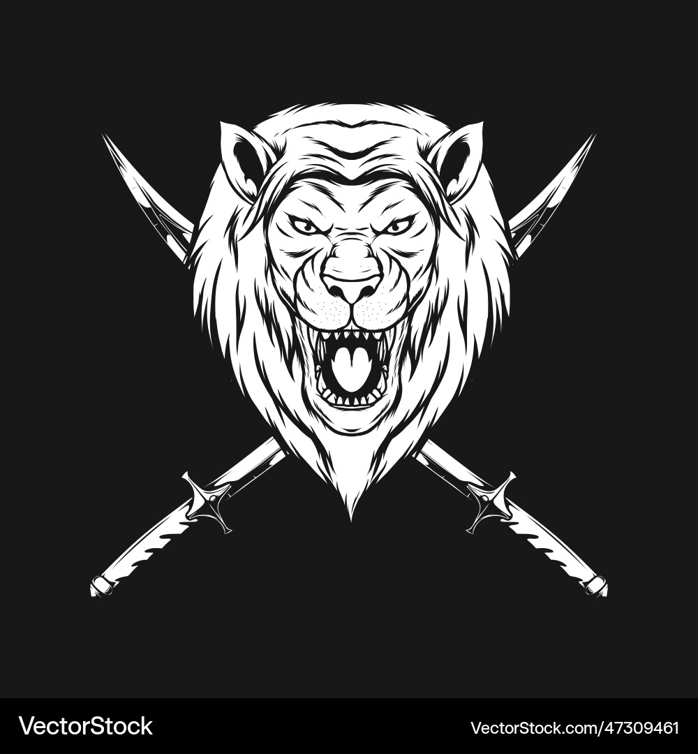 Lion and sword Royalty Free Vector Image - VectorStock