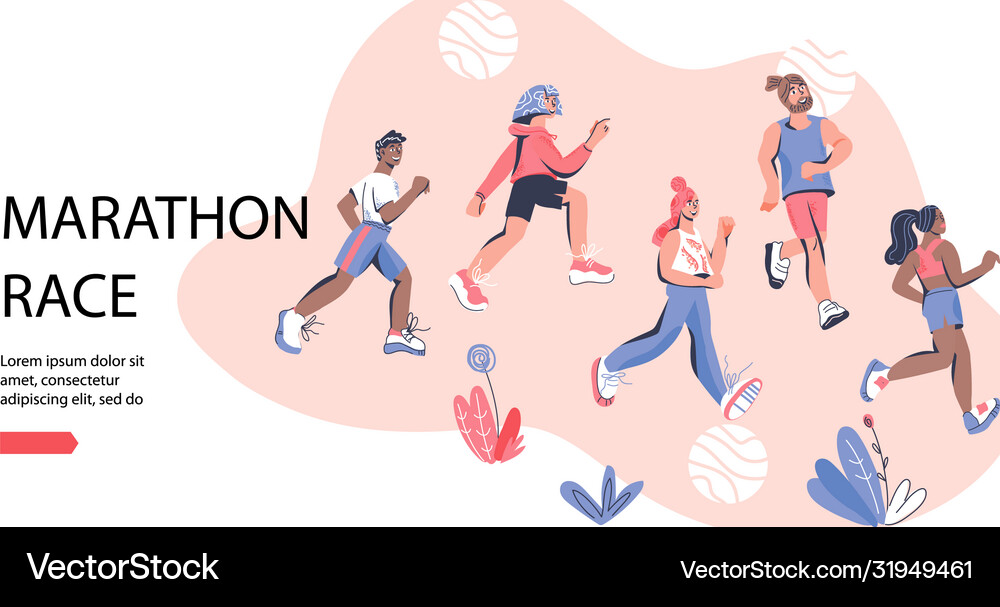 Marathon race banner template cartoon Royalty Free Vector
