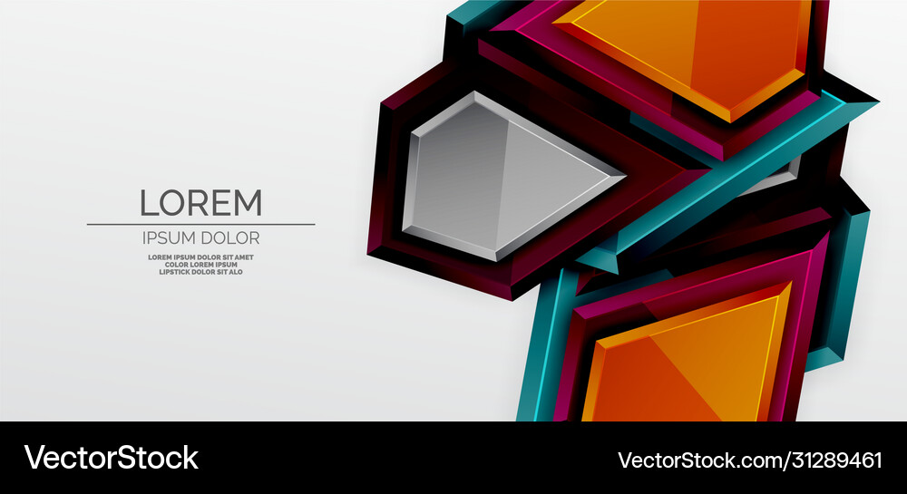 Metal glossy shiny geometric shapes with 3d effect