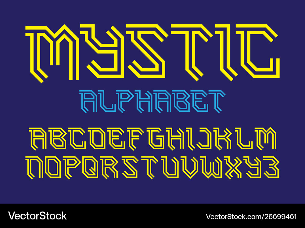 Mystic alphabet gaming stylized font isolated Vector Image