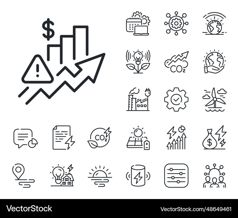 Rise price line icon excise duty graph sign Vector Image