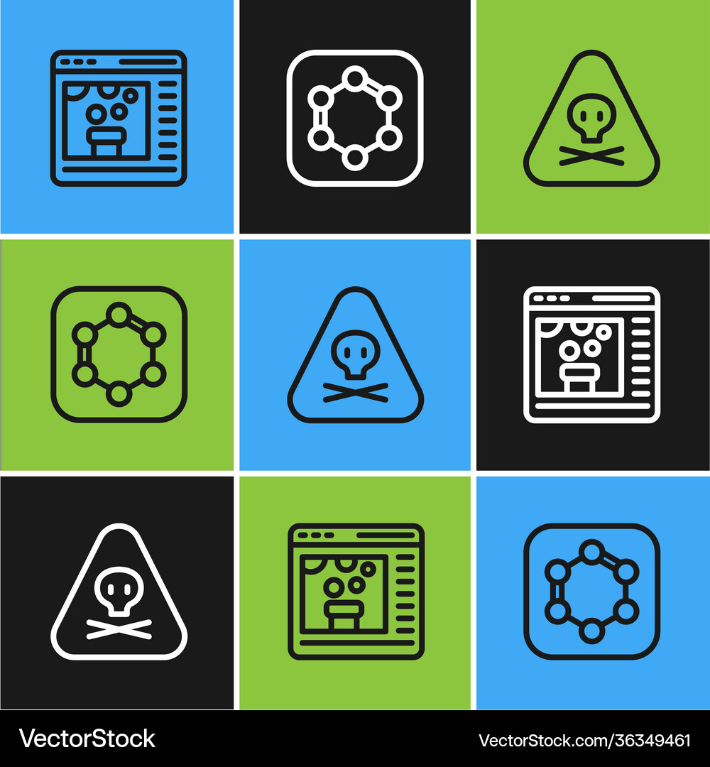 Set line chemical online triangle warning toxic Vector Image