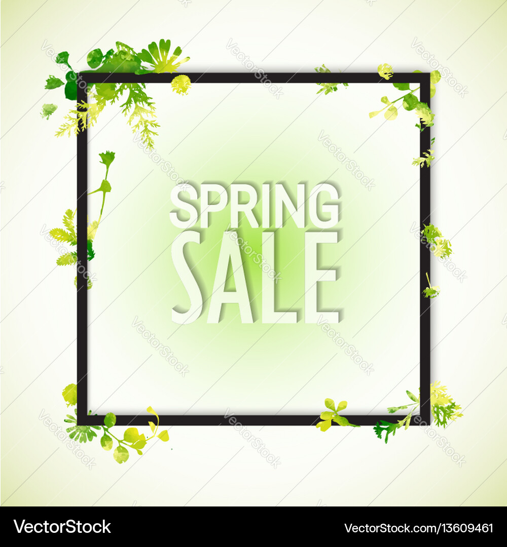Spring sale watercolor banner Royalty Free Vector Image