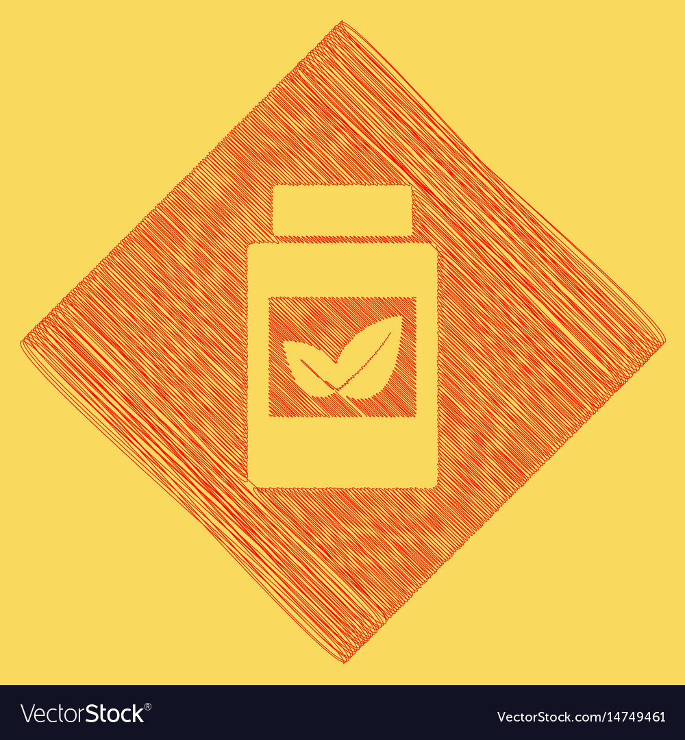Supplements container sign red scribble Royalty Free Vector