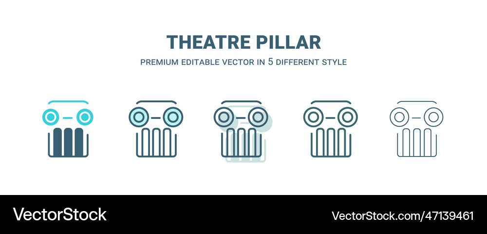 Theatre pillar icon in 5 different style outline Vector Image