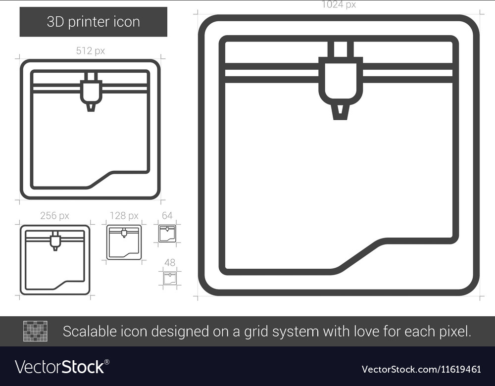 Three d printer line icon Royalty Free Vector Image