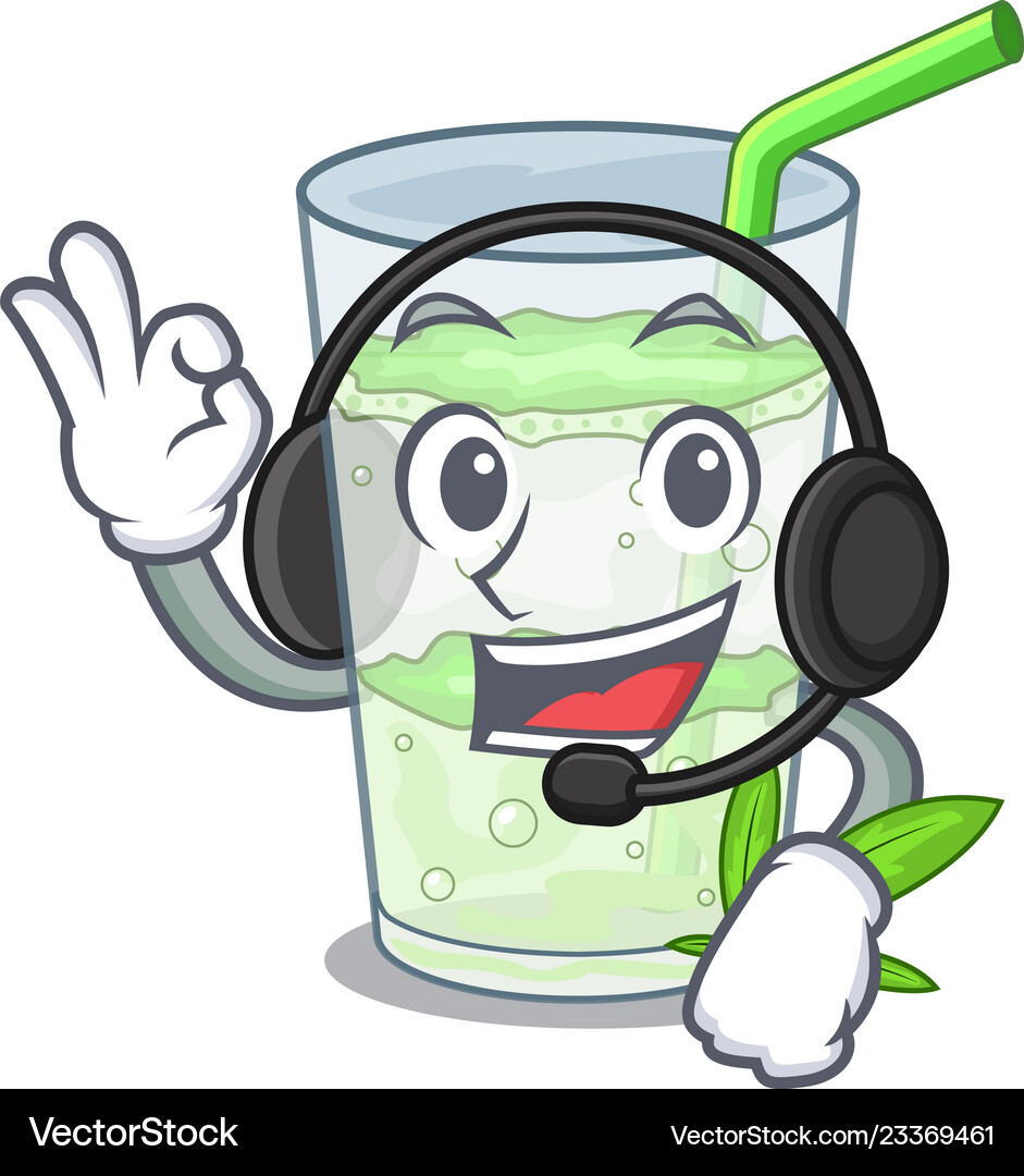 With headphone juice lassi bhang isolated Vector Image