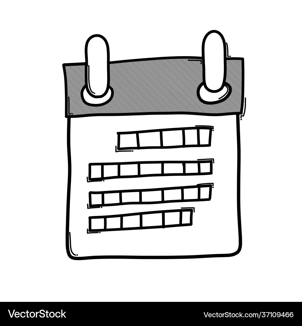 Calendar doodle icon drawing sketch hand drawn Vector Image