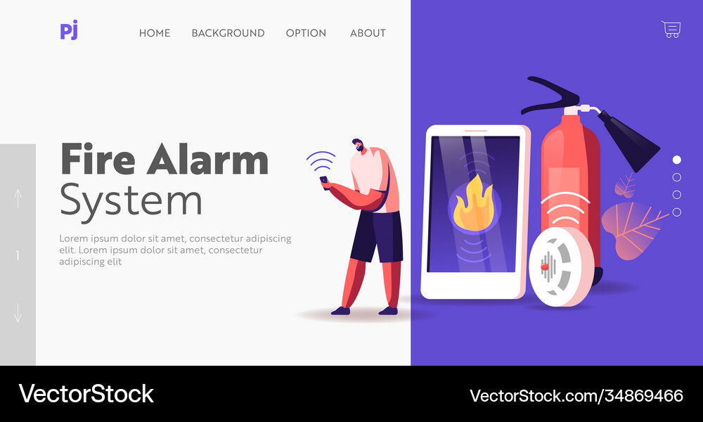 Call to fire emergency service landing page Vector Image