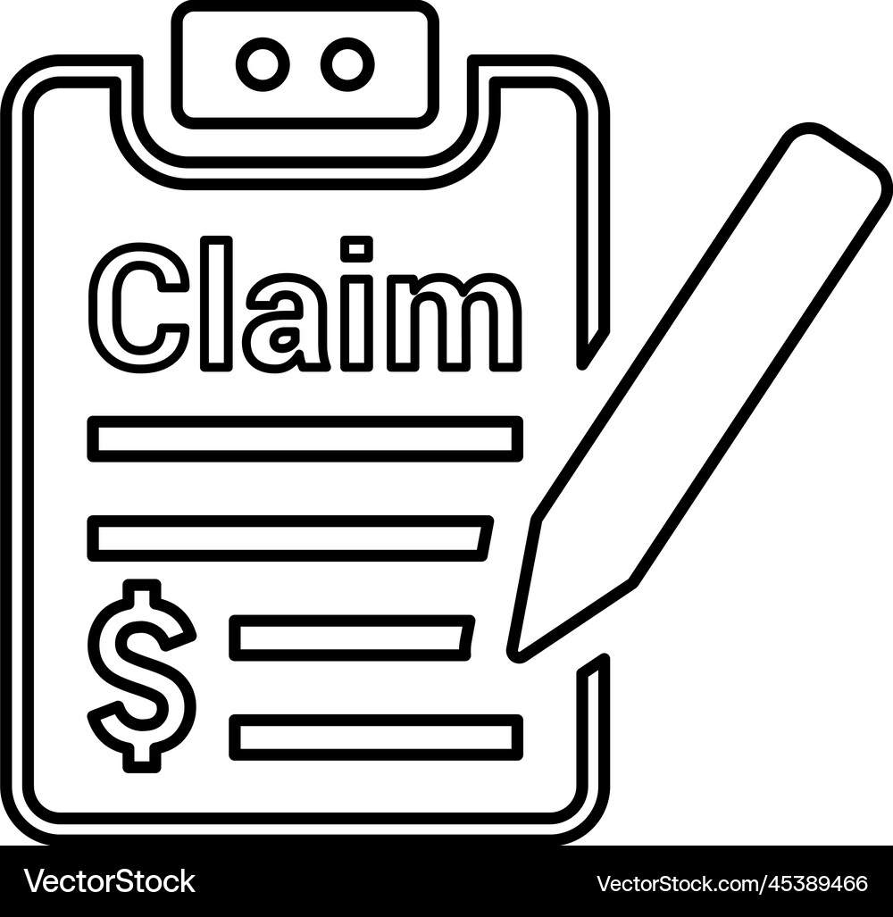 Claims Money Line Icon Outline Royalty Free Vector Image